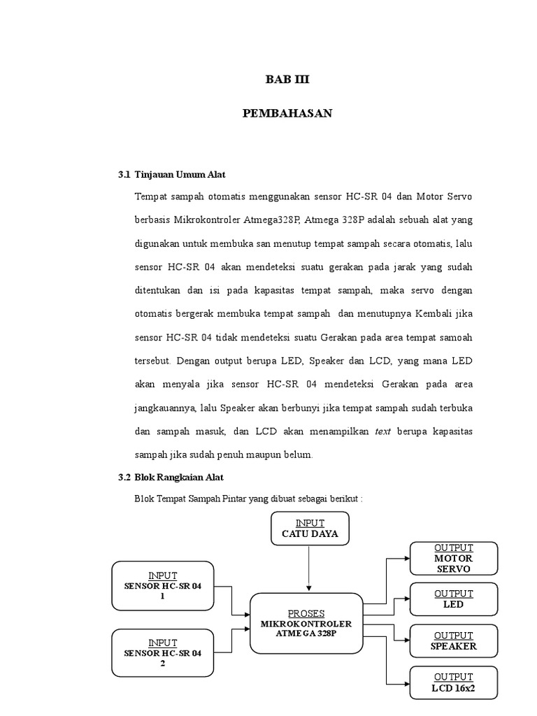 BAB III SMART TRASH CAN BERBASIS ARDUINO Part 2 | PDF