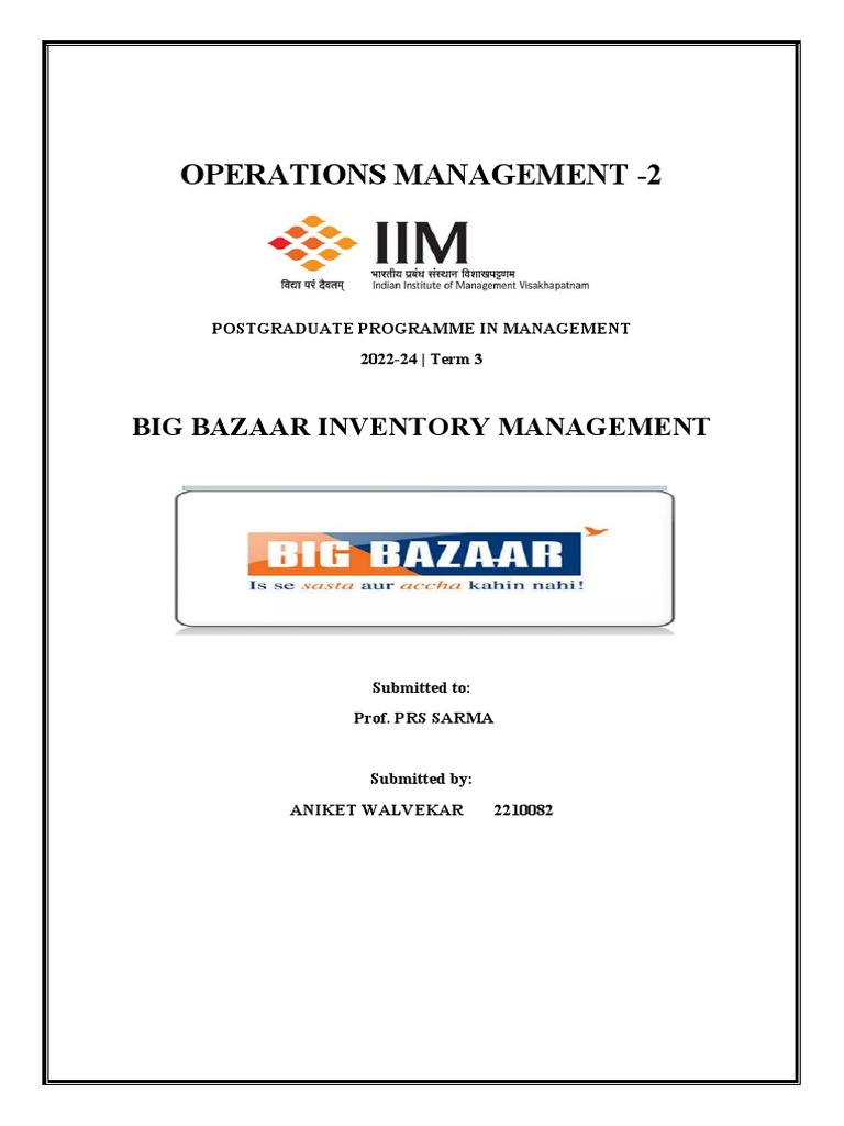 Inventory Management at Big Bazaar | PDF | Inventory | Cost