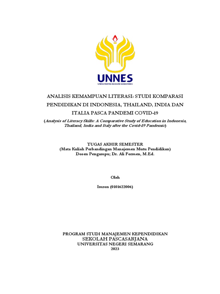 UAS IMRON 0101622006 Perbandingan Makalah Studi Komparasi Pendidikan Di Indonesia Thailand India ...