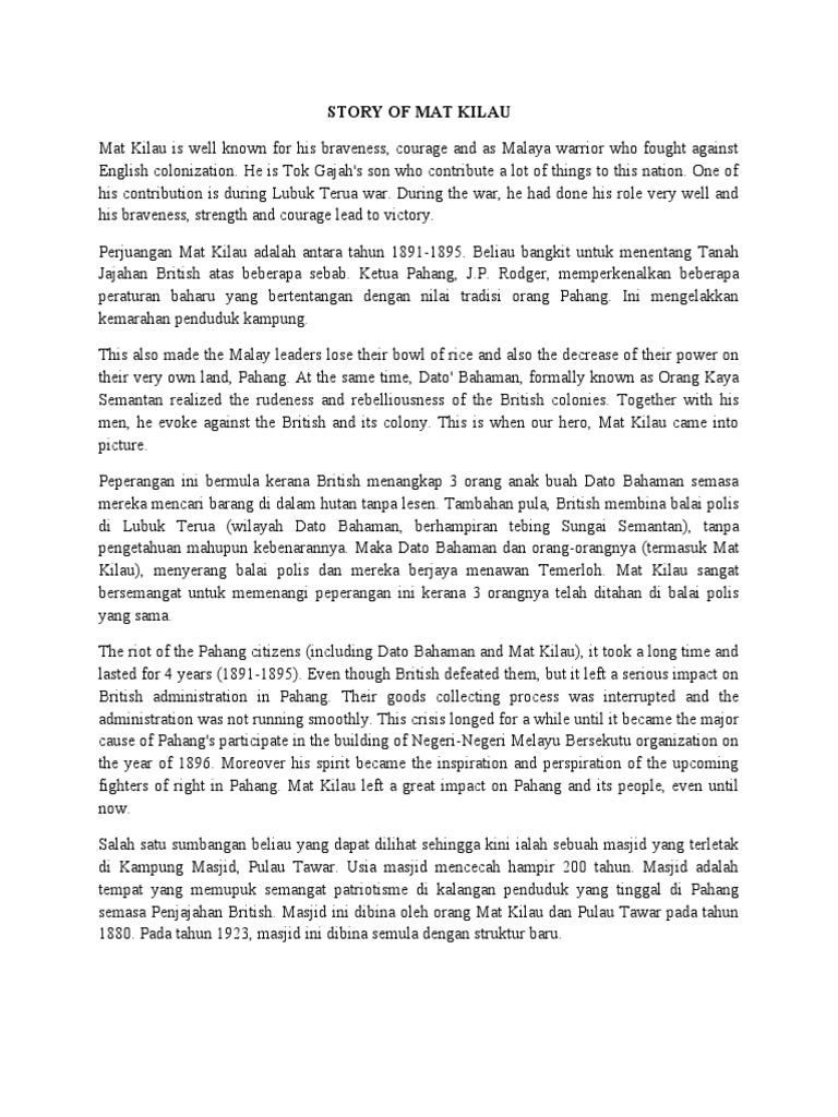 Story of Mat Kilau | PDF | Malaysia