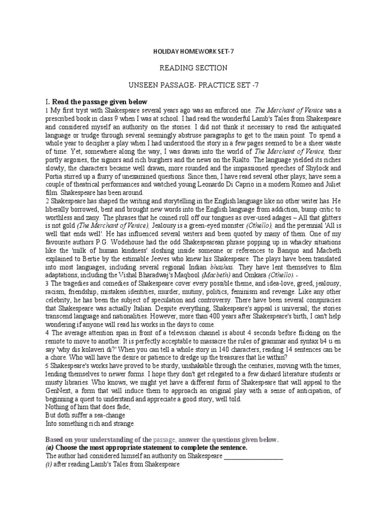 SET7 | PDF | The Merchant Of Venice | William Shakespeare