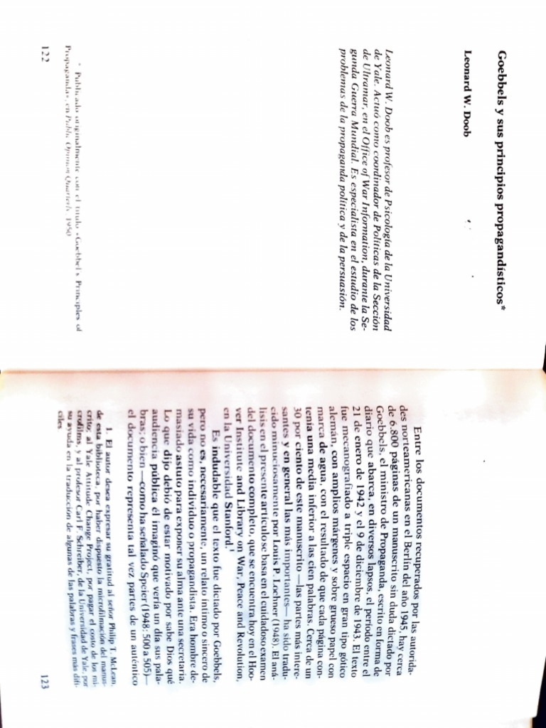 Doob, L. Goebbels y Sus Principios Propagandísticos (En M. de Moragas ...