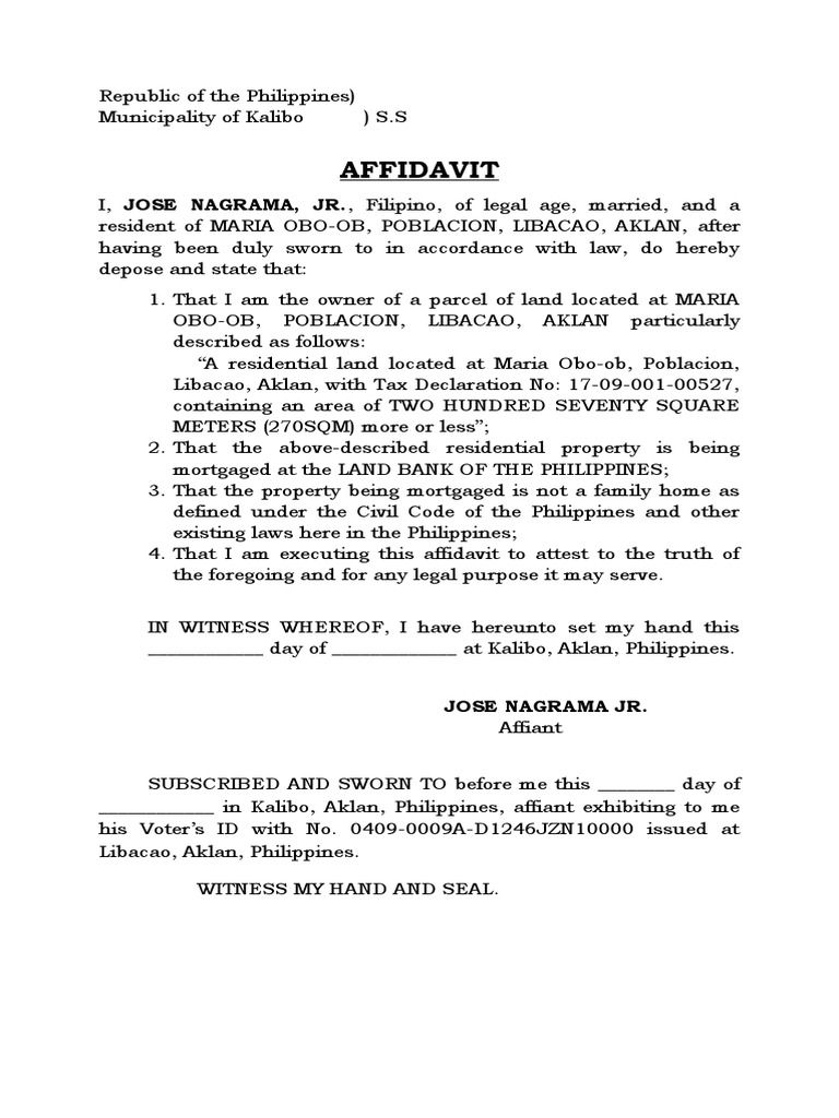 affidavit family home | PDF