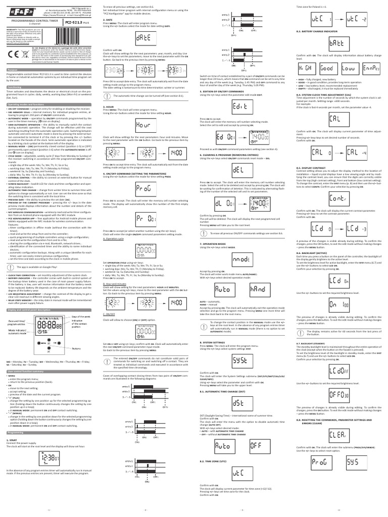 PCZ 521.3 en | PDF | Clock | Menu (Computing)
