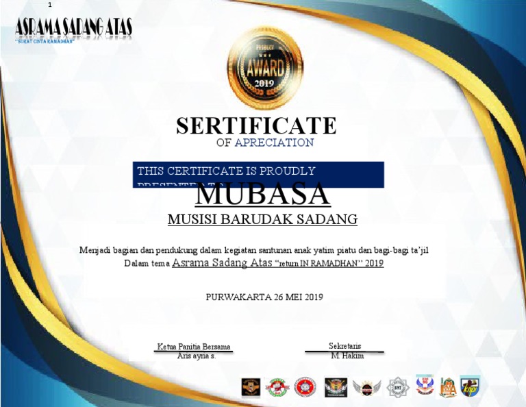 sertifikat MUBASA | PDF
