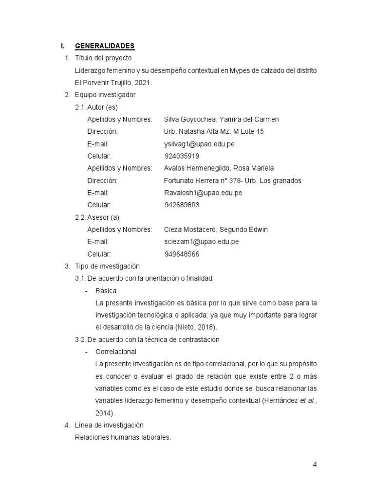 (Ejemplo de Generalidades del Proyecto) (1) | PDF | Método científico ...