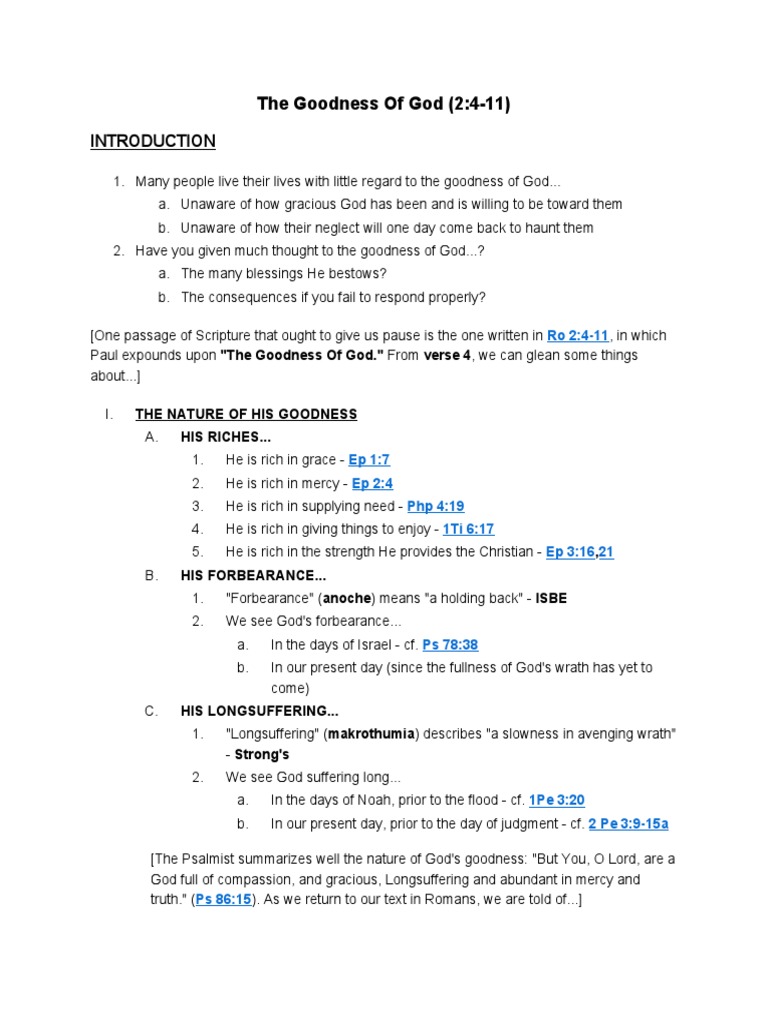 The Goodness of God | PDF | Eternal Life (Christianity) | Glory (Religion)