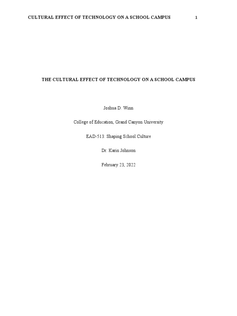 Cultural Effect of Technology On A School Campus | PDF | Teachers ...