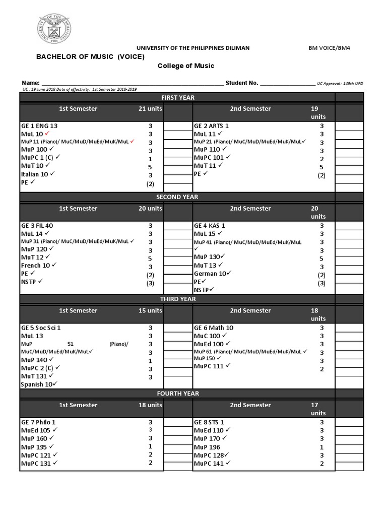 First Year 1st Semester 21 Units 2nd Semester 19 Units: Bachelor of ...