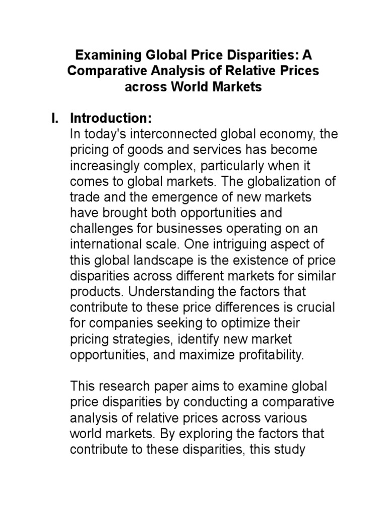 Global Price Disparities Analysis | PDF | Pricing | Market (Economics)