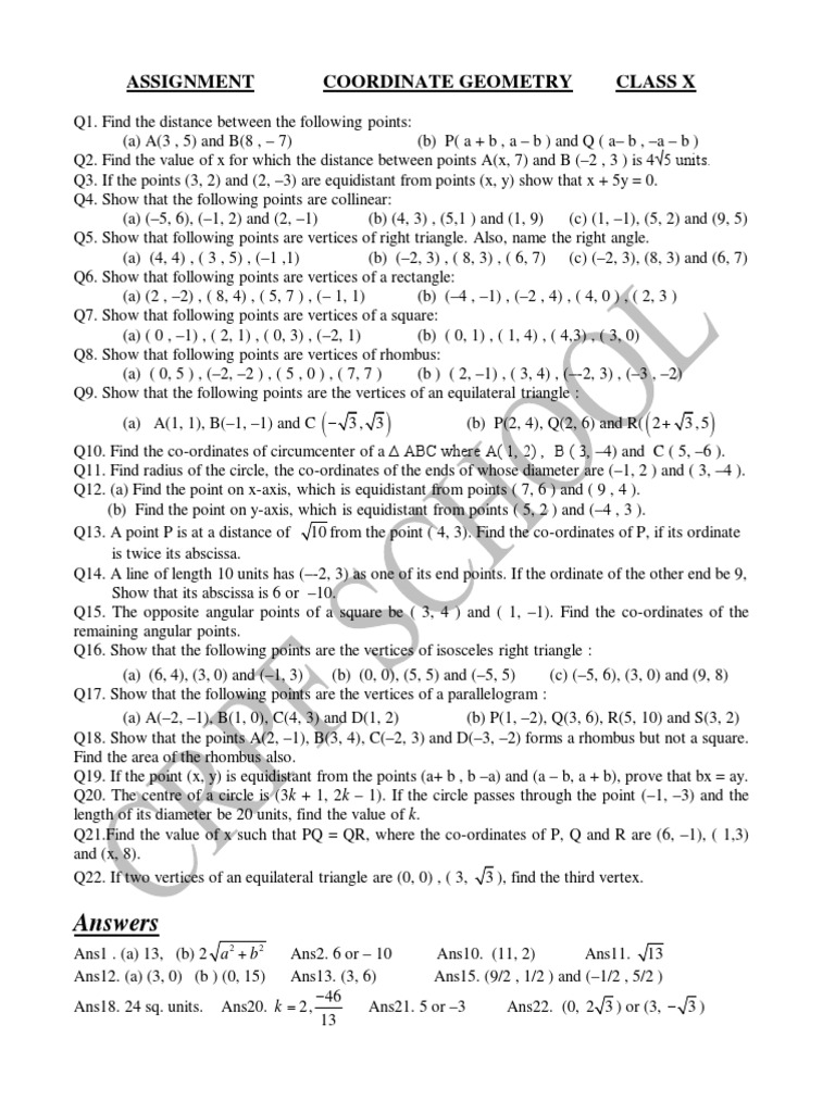Co Ordinate X Class New | PDF | Triangle | Elementary Mathematics