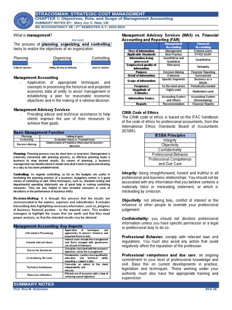 STRACOSMAN - Chapter 1 | PDF | Accounting | Management Accounting
