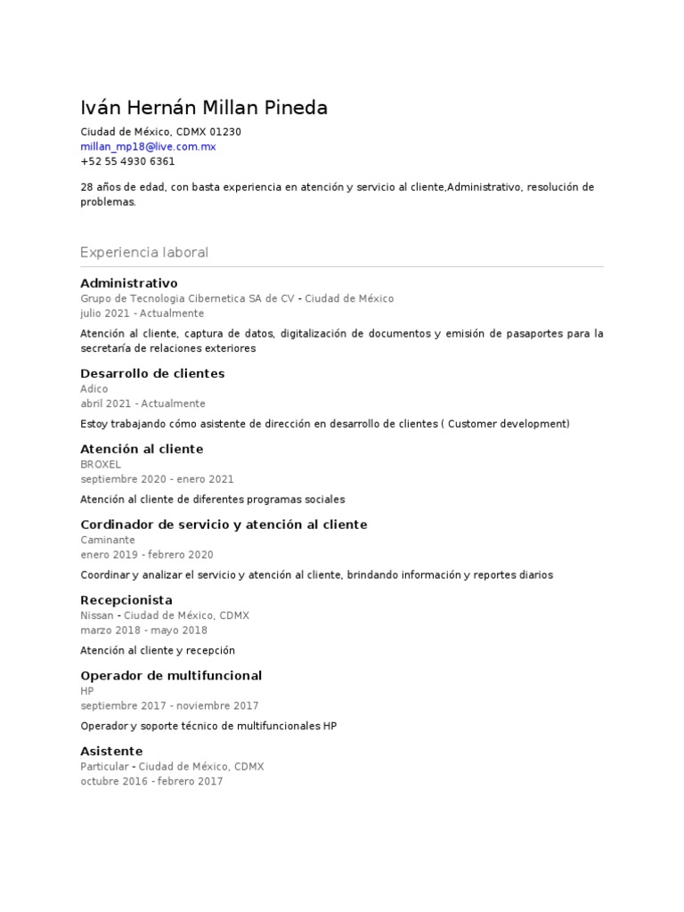 CV Ivan Millan Actual | PDF