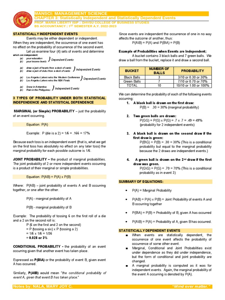 Mansci - Chapter 3 | PDF | Probability | Statistical Theory