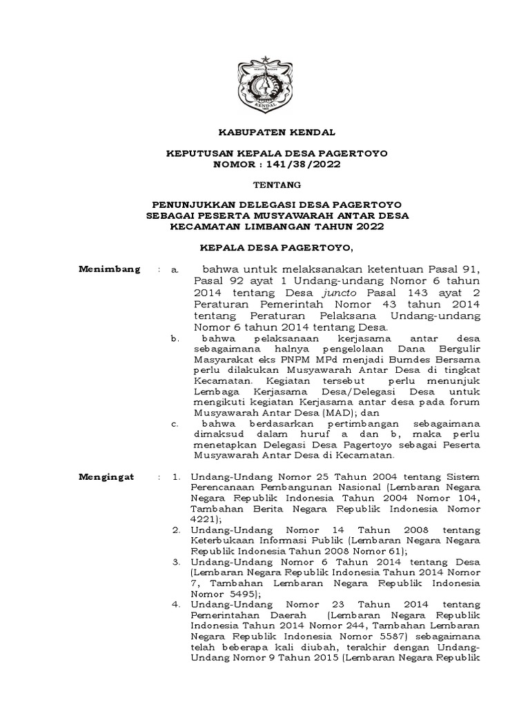 Contoh SK Delegasi Desa | PDF