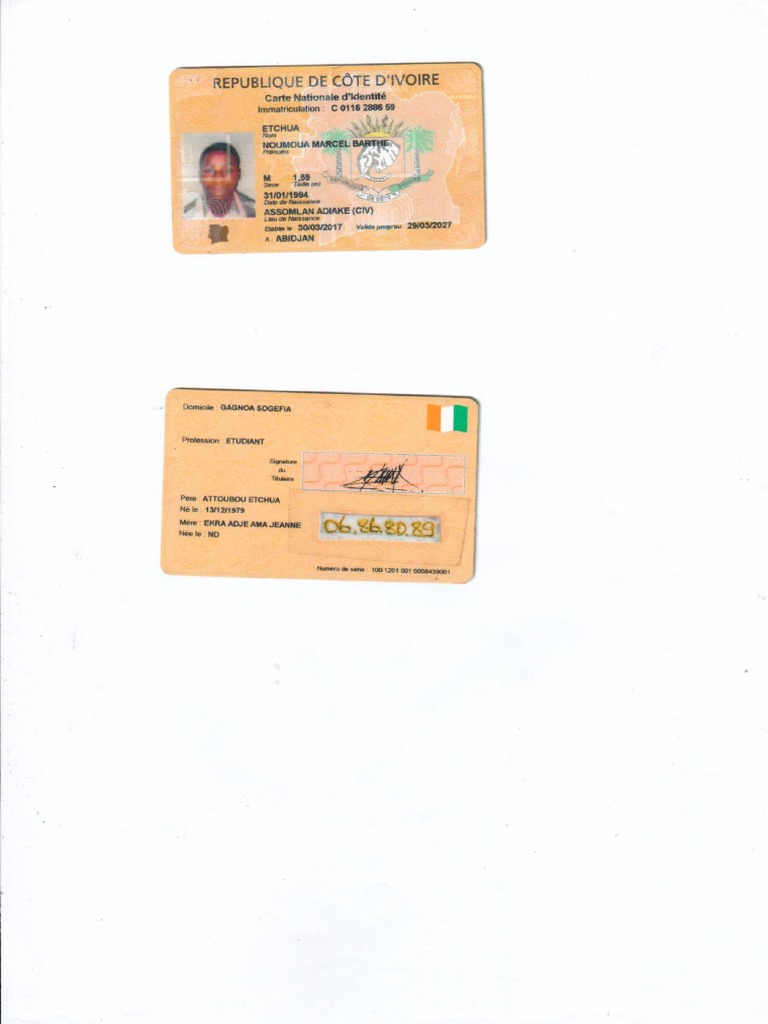Carte Nationale D'identité CNI | PDF