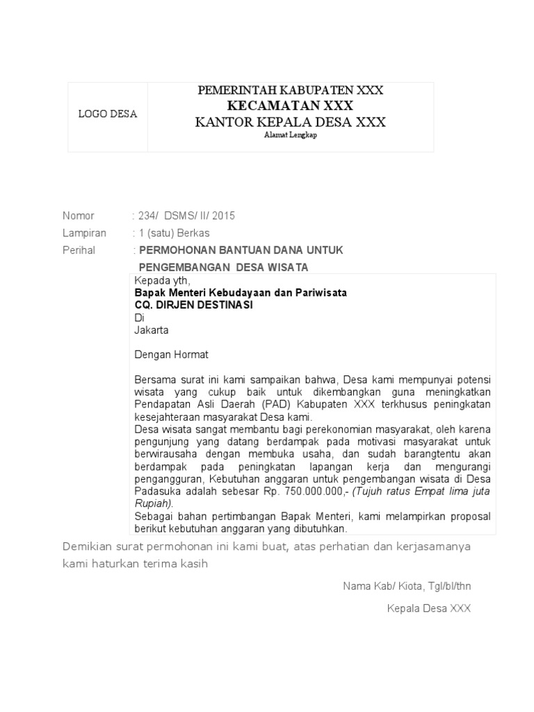 Contoh Proposal Desa Pariwisata | PDF