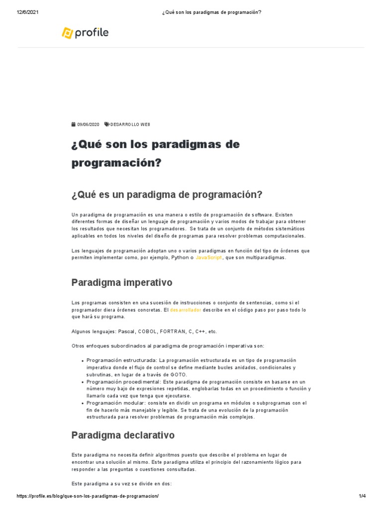 ¿Qué son los paradigmas de programación_ | PDF | Lenguaje de programación | Programación de ...