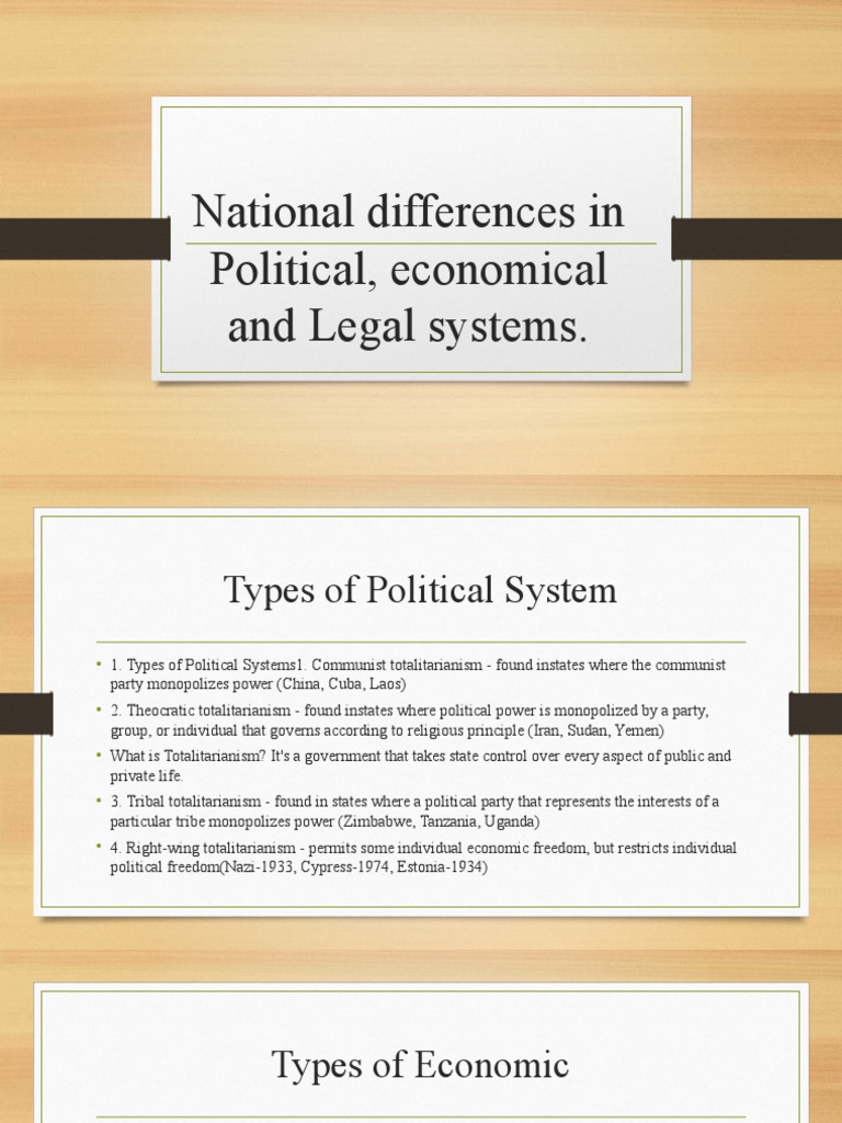 National Differences in Political J Economical and Legal Systems | PDF