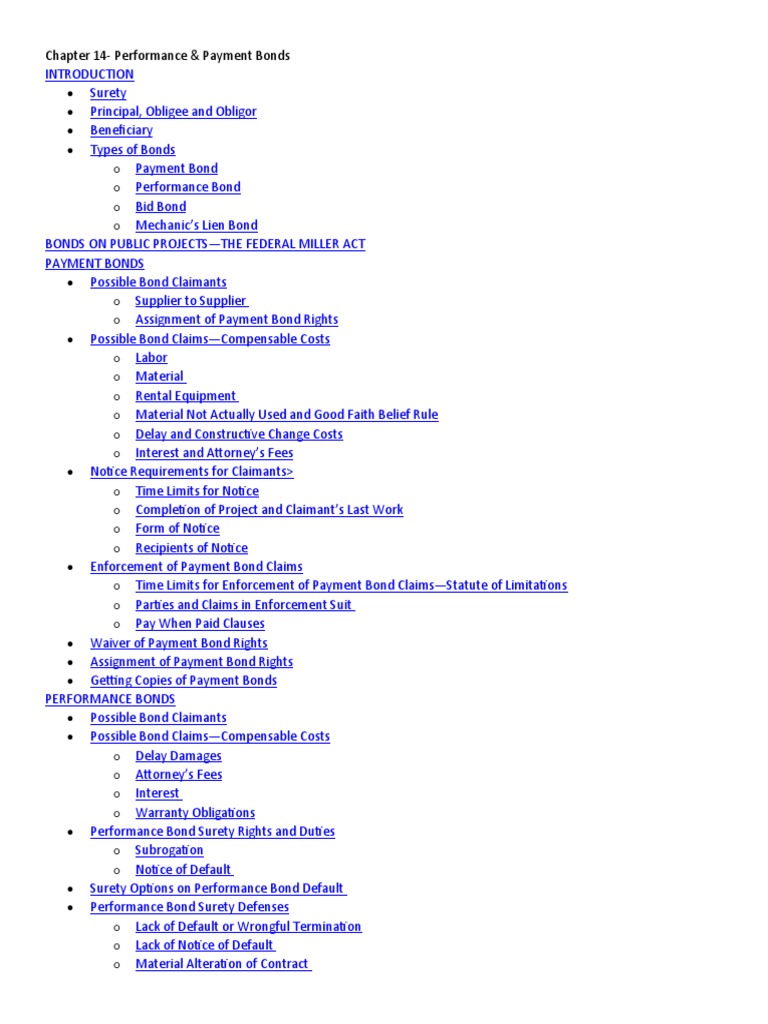 Chapter 14 Performance & Payment Bonds | PDF | Surety | Guarantee