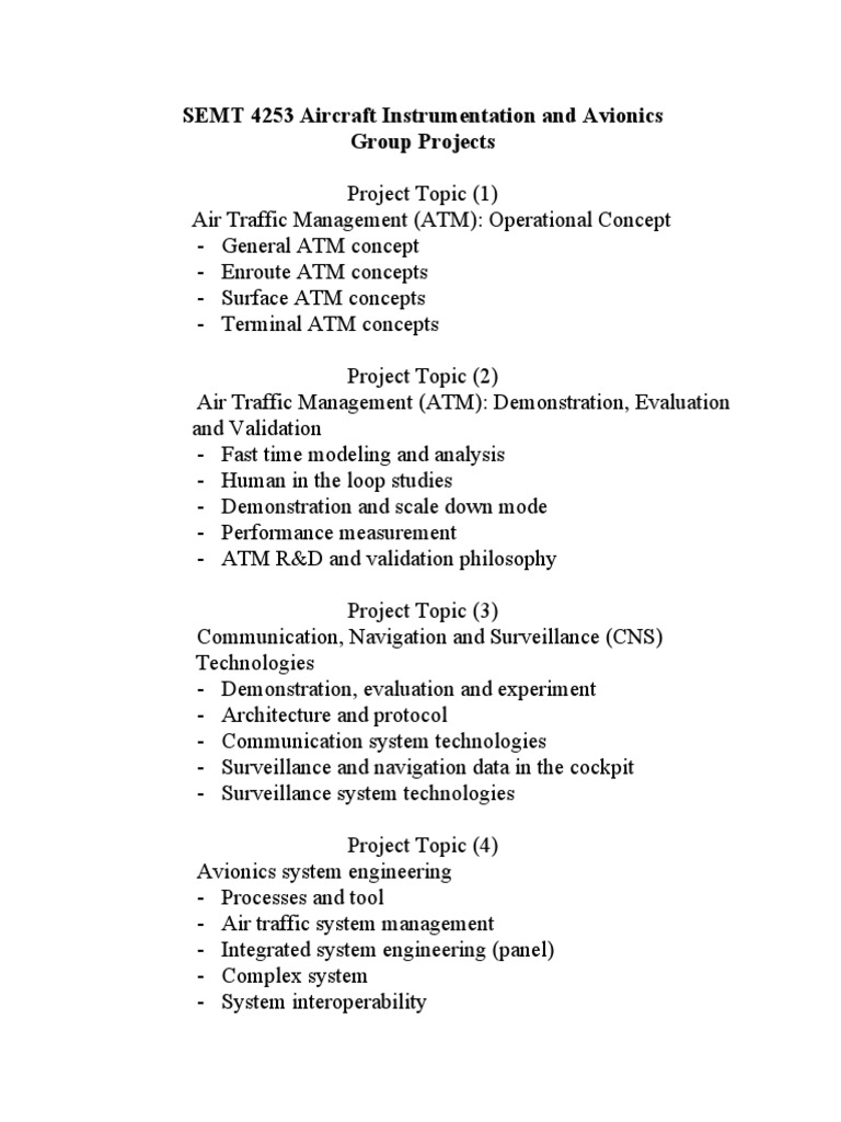 Avionics Project Topics-Sem1-2022-2023 | PDF | Avionics | Unmanned ...