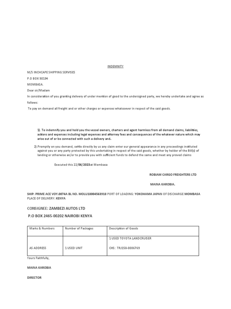 Indemnity Inchcape | PDF | Business | Law