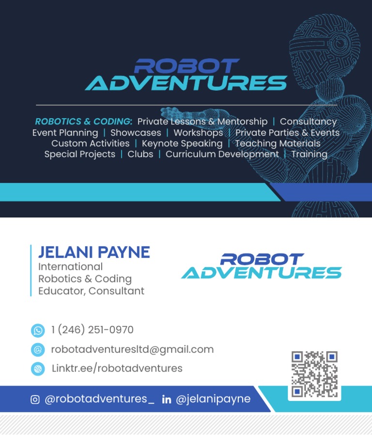 Robot Adventures Business Card Front and Back | PDF