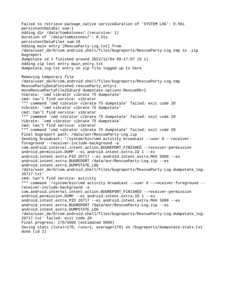 RescueParty Log Dumpstate - Log 20717 | PDF