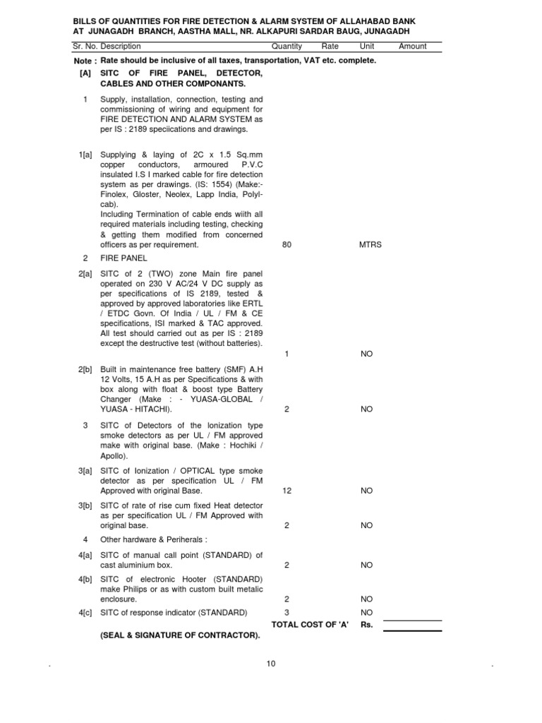 BOQ | PDF | Security Alarm | Electrical Wiring