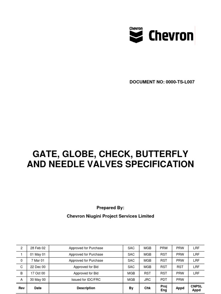 Chevron Valve Specification | PDF | Valve | Heat Treating