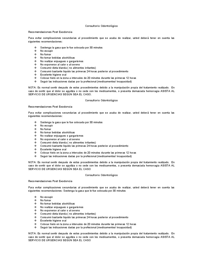 Formato de Recomendacion Post Exo | PDF | Salud pública | Medicina