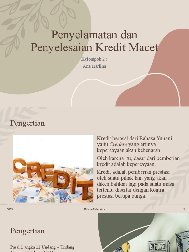 Penyelamatan Dan Penyelesaian Kredit Macet | PDF