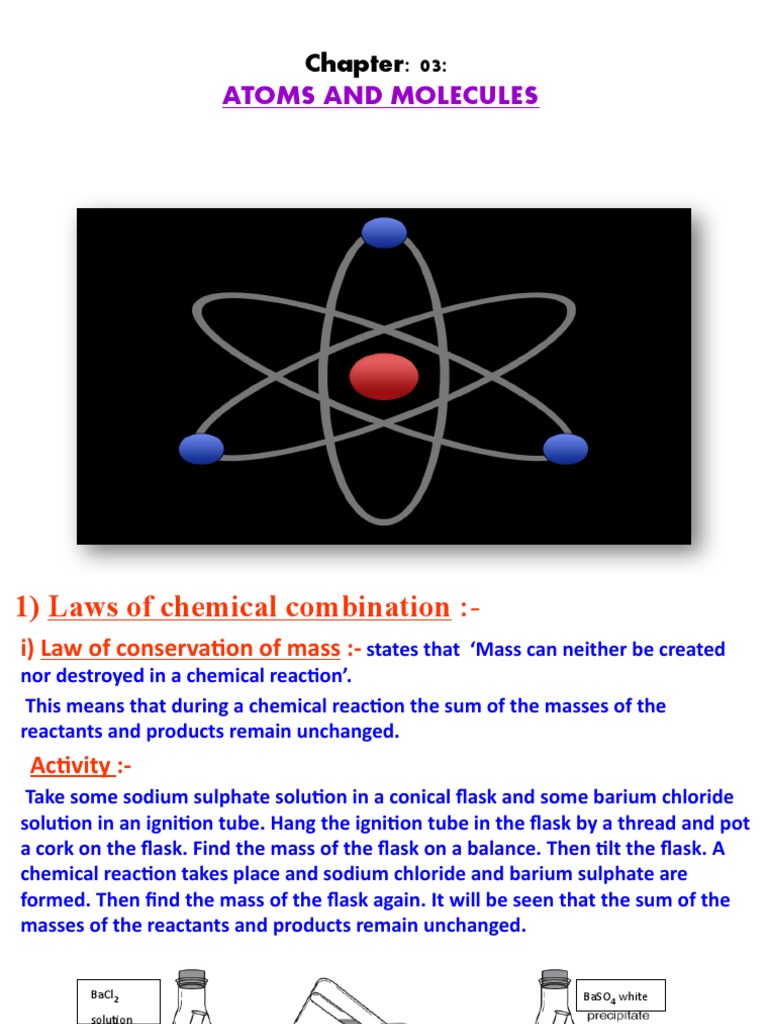 Chapter 3 Atoms and Molecules | PDF | Chemical Elements | Mole (Unit)
