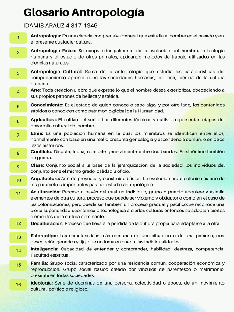 Glosario Antropología | PDF | Sociedad | Antropología