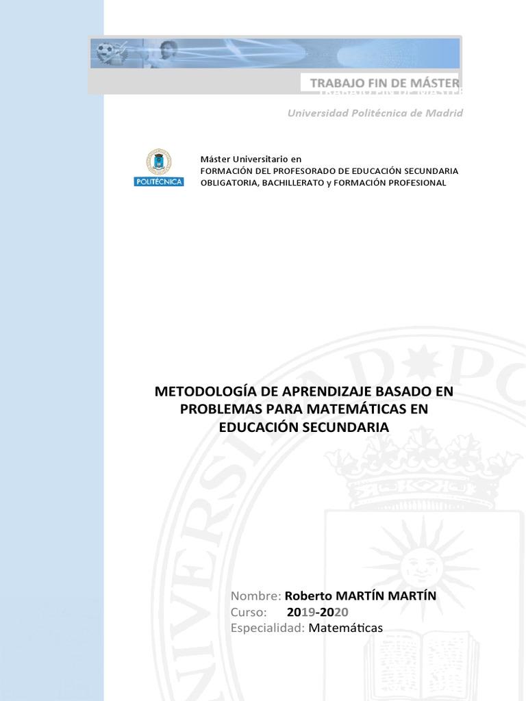 Tfm Roberto Martin Martin AP Bas Probl | PDF | Aprendizaje | Enseñando