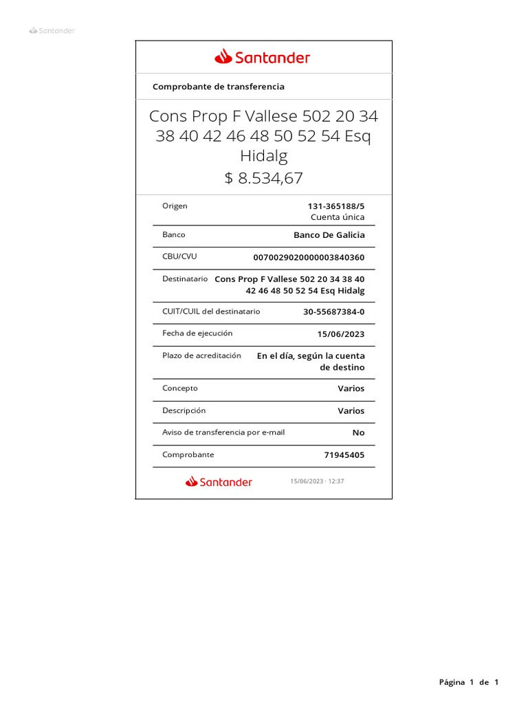 Comprobante de Transferencia | PDF