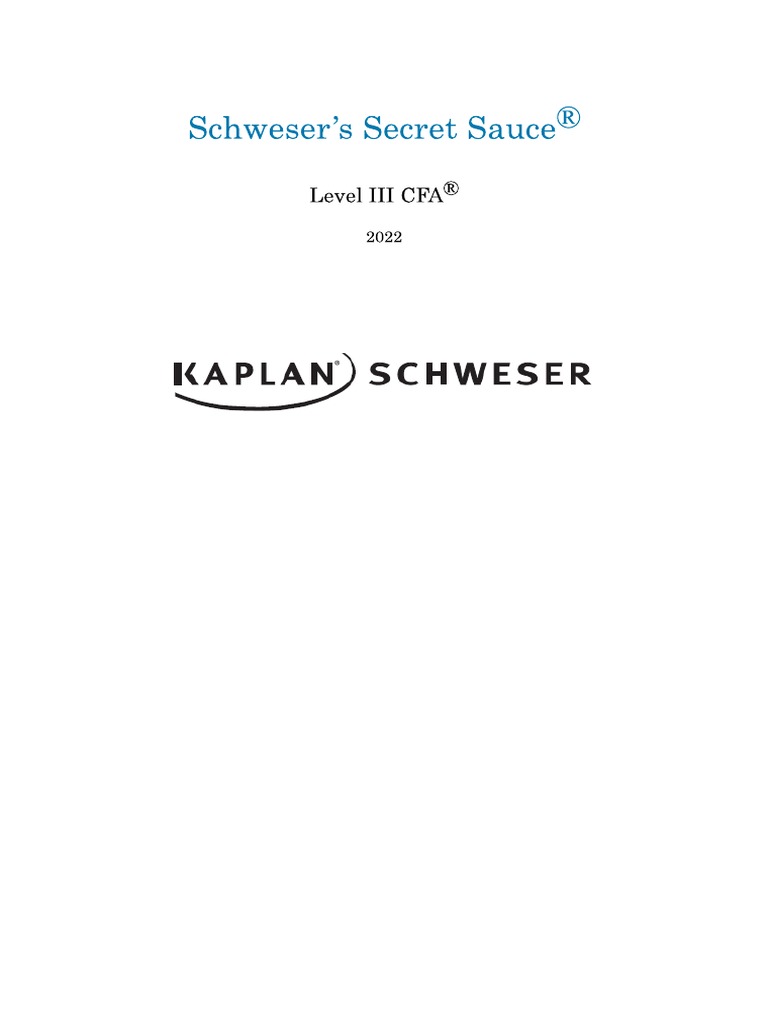 2022 CFA© Level III - Secret Sauce | PDF 2022 CFA© Level III - Secret Sauce | PDF