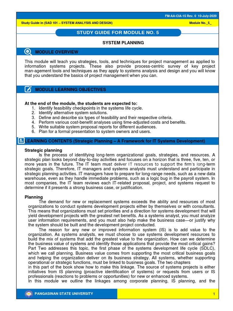 SAD101 Study-Guide Module-5 | PDF | Feasibility Study | Depreciation