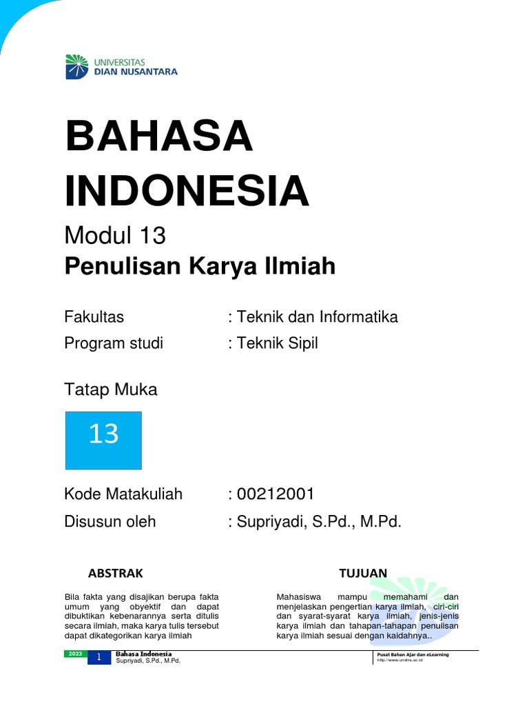 Modul 13. Penulisan Karya Ilmiah Teknik Sipil | PDF