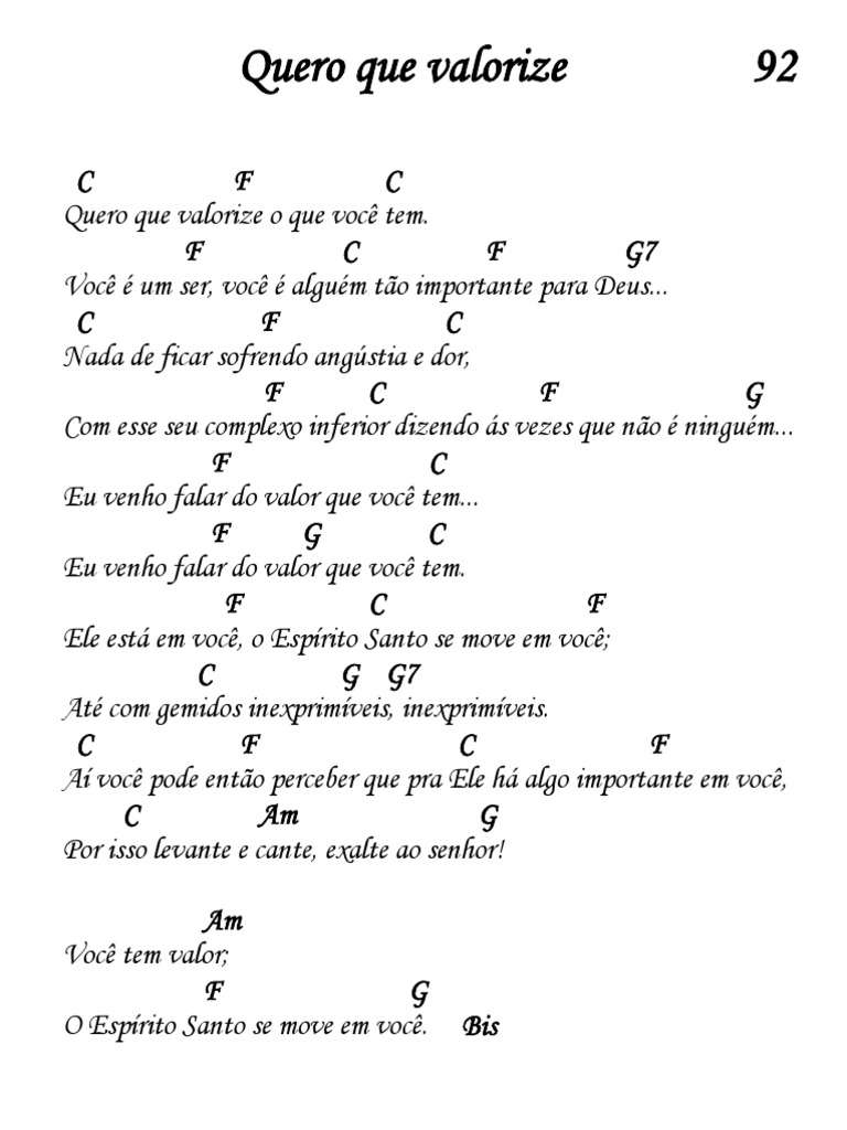 Quero Que Valorize Cifra | PDF