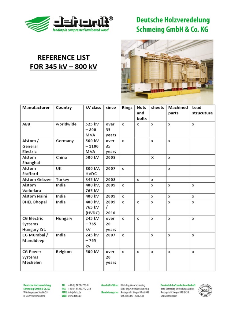 05040713-1. Project Experience List - Referenzliste Fur 345 KV - 800 KV ...