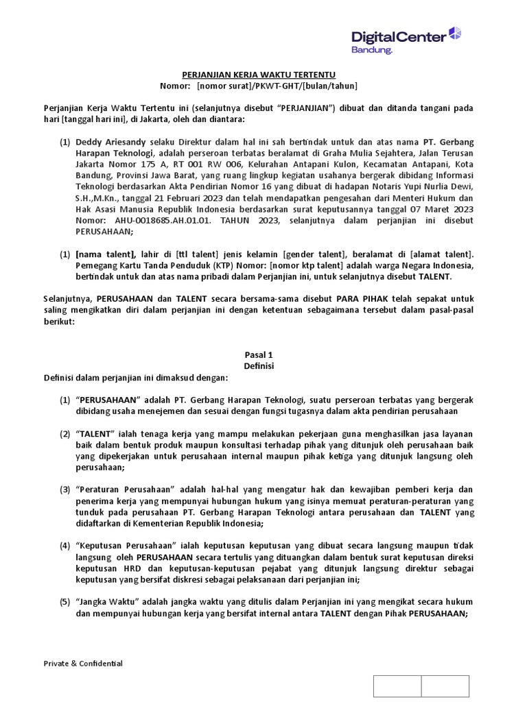 GHT - Template PKWT | PDF