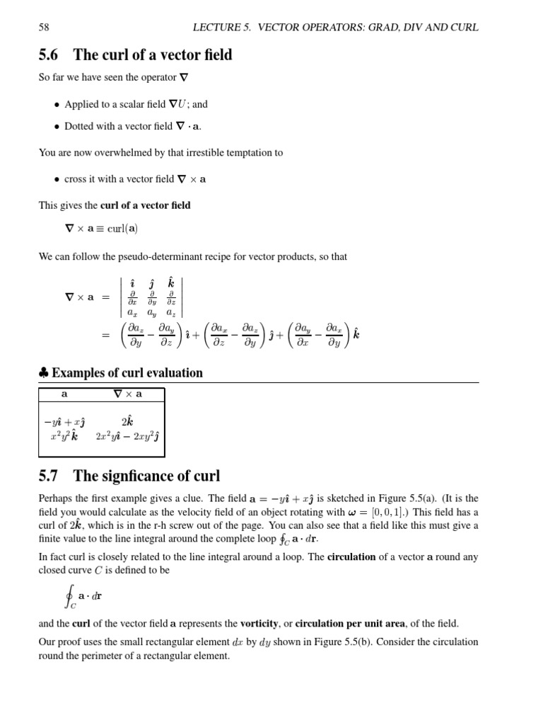 5.6 The Curl of A Vector Field | PDF | Euclidean Vector | Theoretical Physics