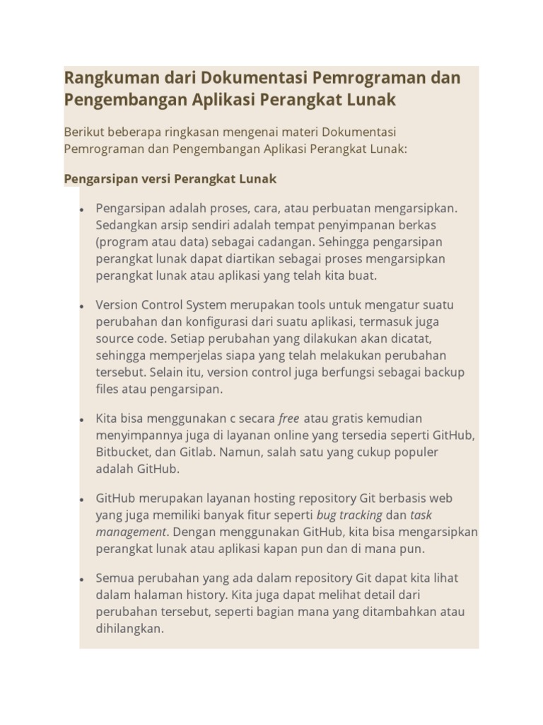 Rangkuman Dari Dokumentasi Pemrograman Dan Pengembangan Aplikasi Perangkat Lunak | PDF | Komputer