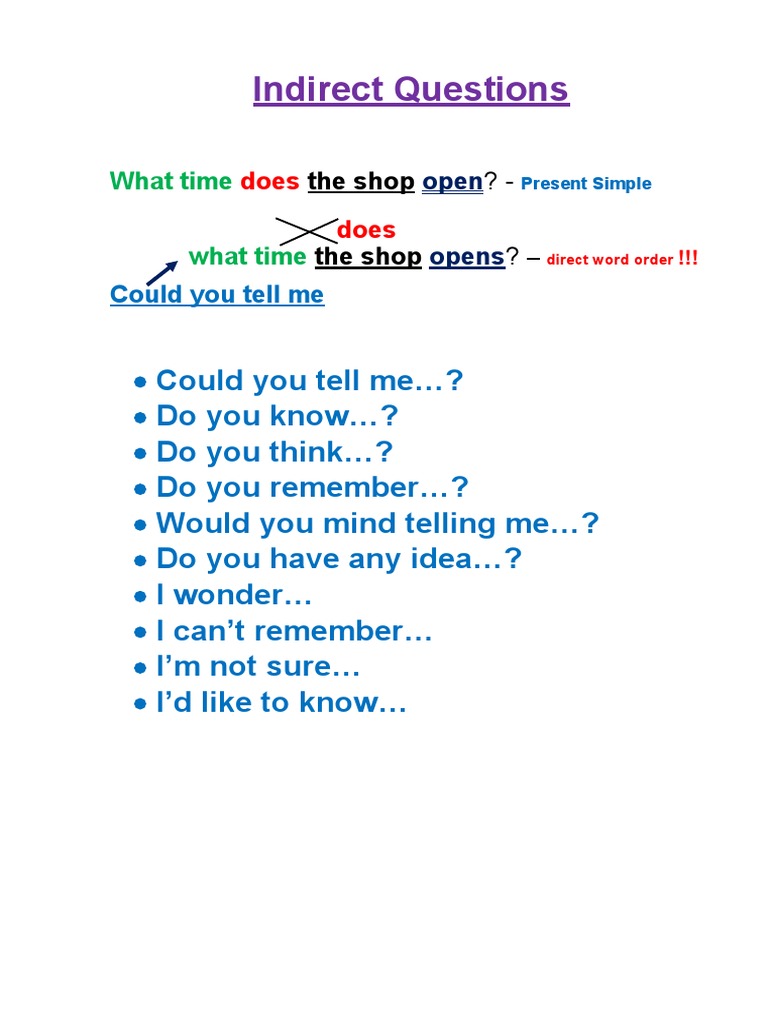 Indirect Questions | PDF