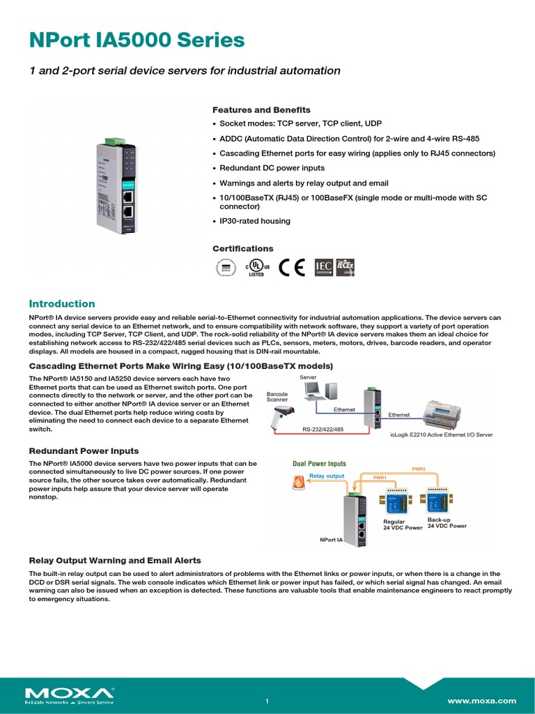 moxa-nport-ia5000-series-datasheet-v2.2 | PDF | Microsoft Windows ...