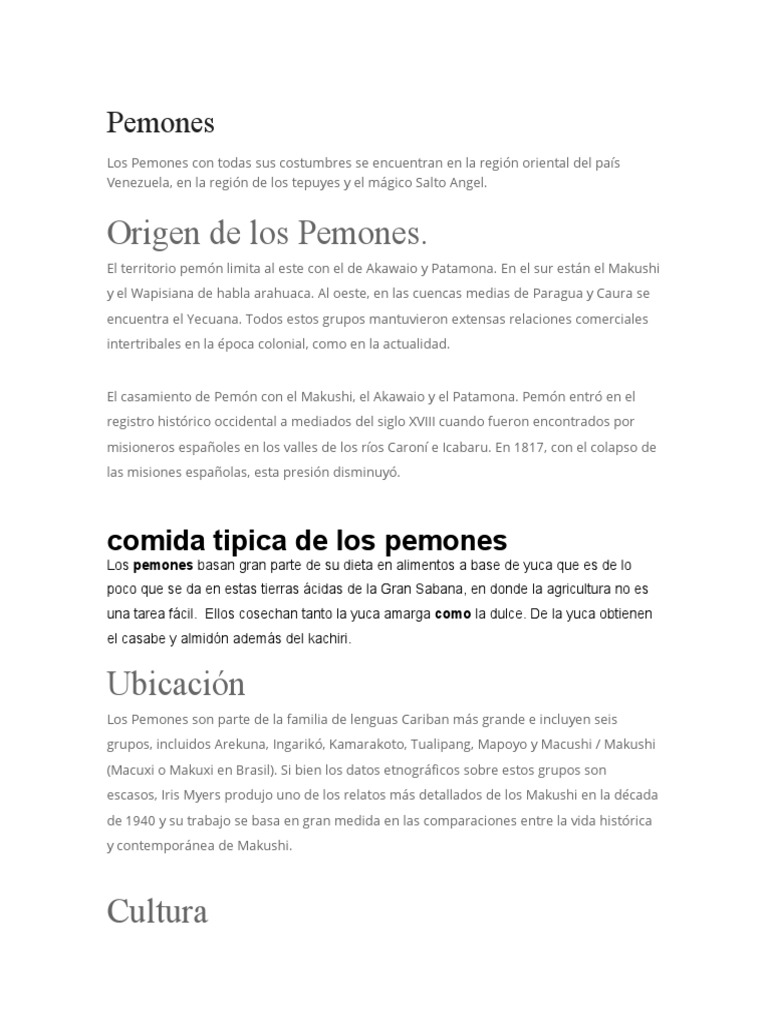 Cultura y Costumbres de los Pemones | PDF | Hogar, jardinería y ...