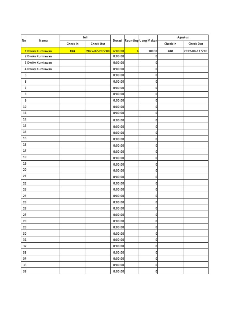 Format Perhitungan Lemburan | PDF