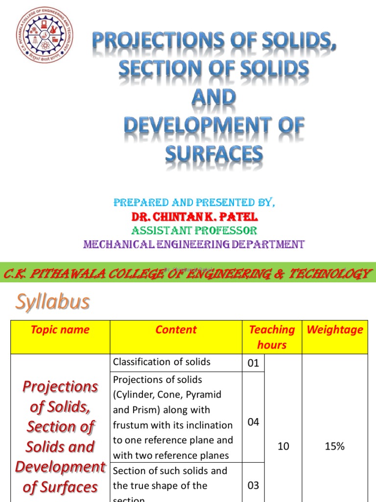 6.Projections of Solids, Section of Solids | PDF | Shape | Tetrahedron