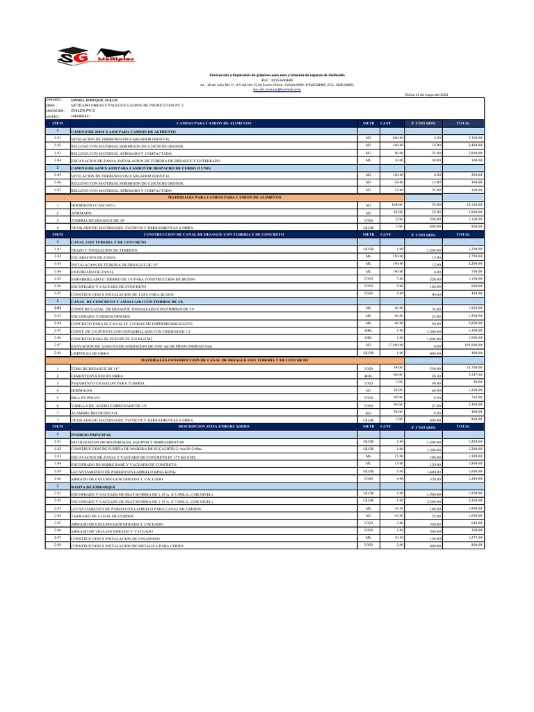 Metrado Obras Civiles Pv3 13-05-23 Servios Mayo - Actualizado Nuevo | Descargar gratis PDF ...
